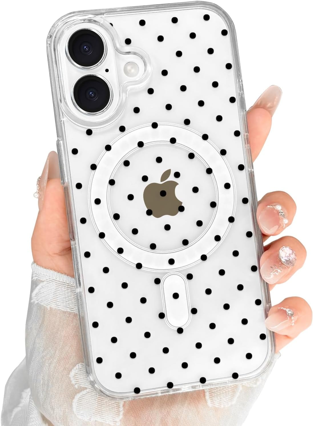 CFHADD-for iPhone 16 Clear Magnetic, Case with Cute Fashion Polka Dot ...