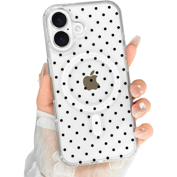 CFHADD-for iPhone 16 Clear Magnetic, Case with Cute Fashion Polka Dot ...