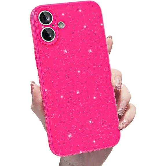CFHADD-for iPhone 16 Plus Glossy Case,Cute Silicone Bright Glitter ...