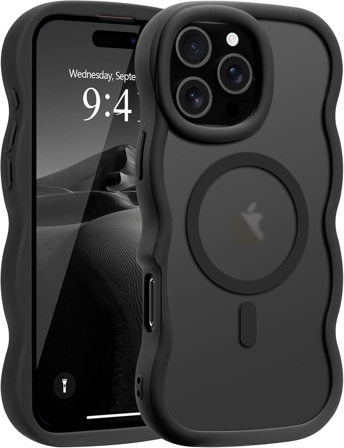 CFHADD-for iPhone 16 Pro Case, Curly Wavy Frame Hard Translucent Matte ...