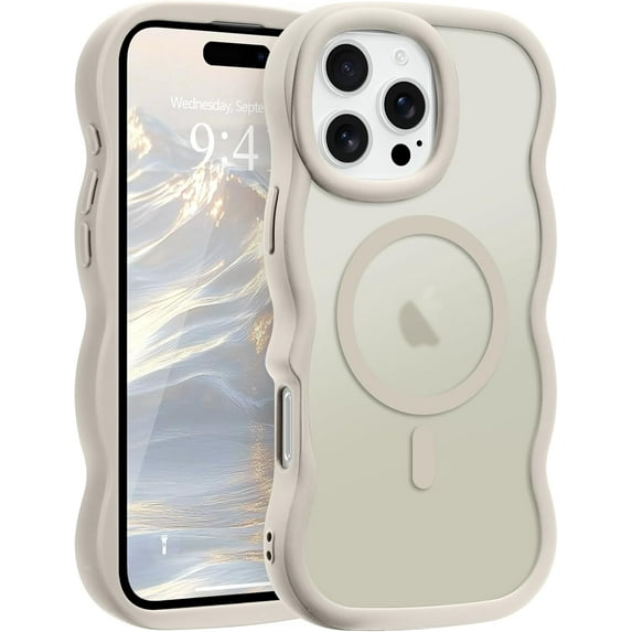 CFHADD-for iPhone 16 Pro Case, Curly Wavy Frame Hard Translucent Matte ...