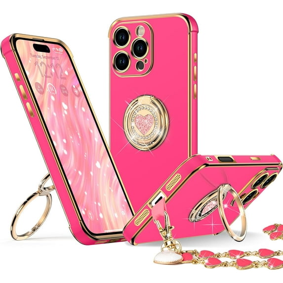 CFHADD-for iPhone 16 Pro Case with Stand, Phone Case with Double Ring ...