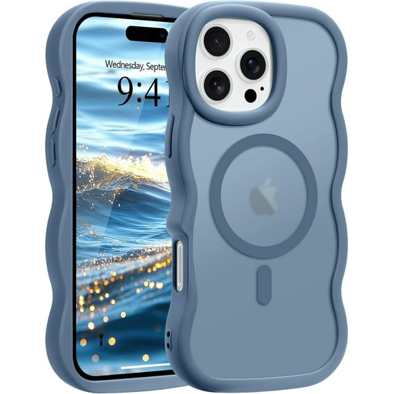 CFHADD-for iPhone 16 Pro Max Case, Curly Wavy Frame Hard Translucent ...