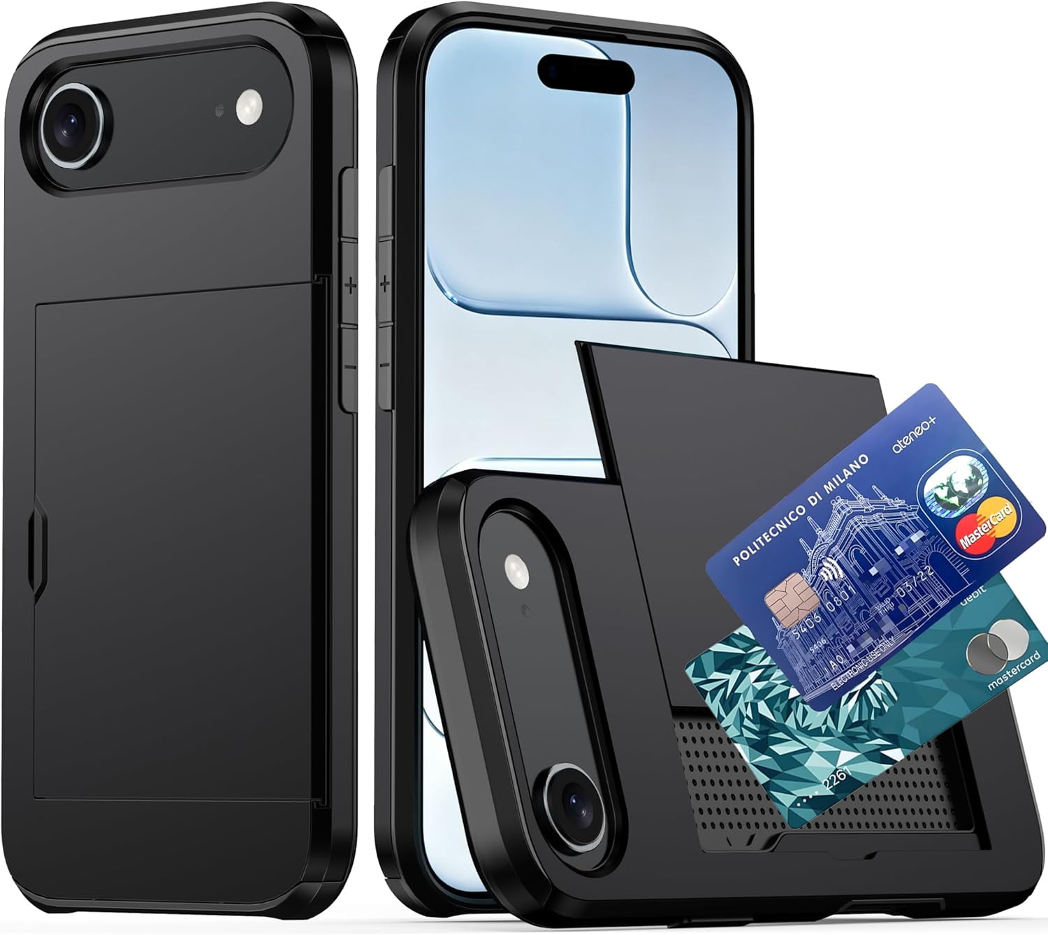 CFHADD-for iPhone 17 Air Case with Credit Card Holder [Stores 2 Cards ...