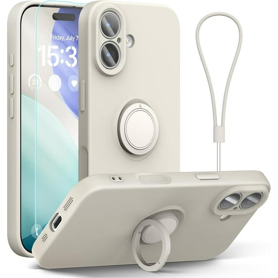 CFHADD-for iPhone 17 Case 6.3'', Ring Stand Silicone Slim Design (with ...