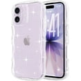 CFHADD-for iPhone 17 Case Clear, Cute Sparkly Bling Glitter Curly Wave ...