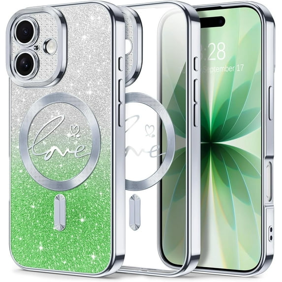 CFHADD-for iPhone 17 Case Glitter, Compatible with MagSafe Love Heart ...