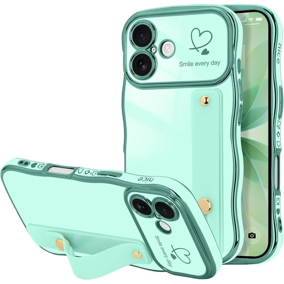 CFHADD-for iPhone 17 Case for Women Girls with Strap, Wave Frame Cute ...