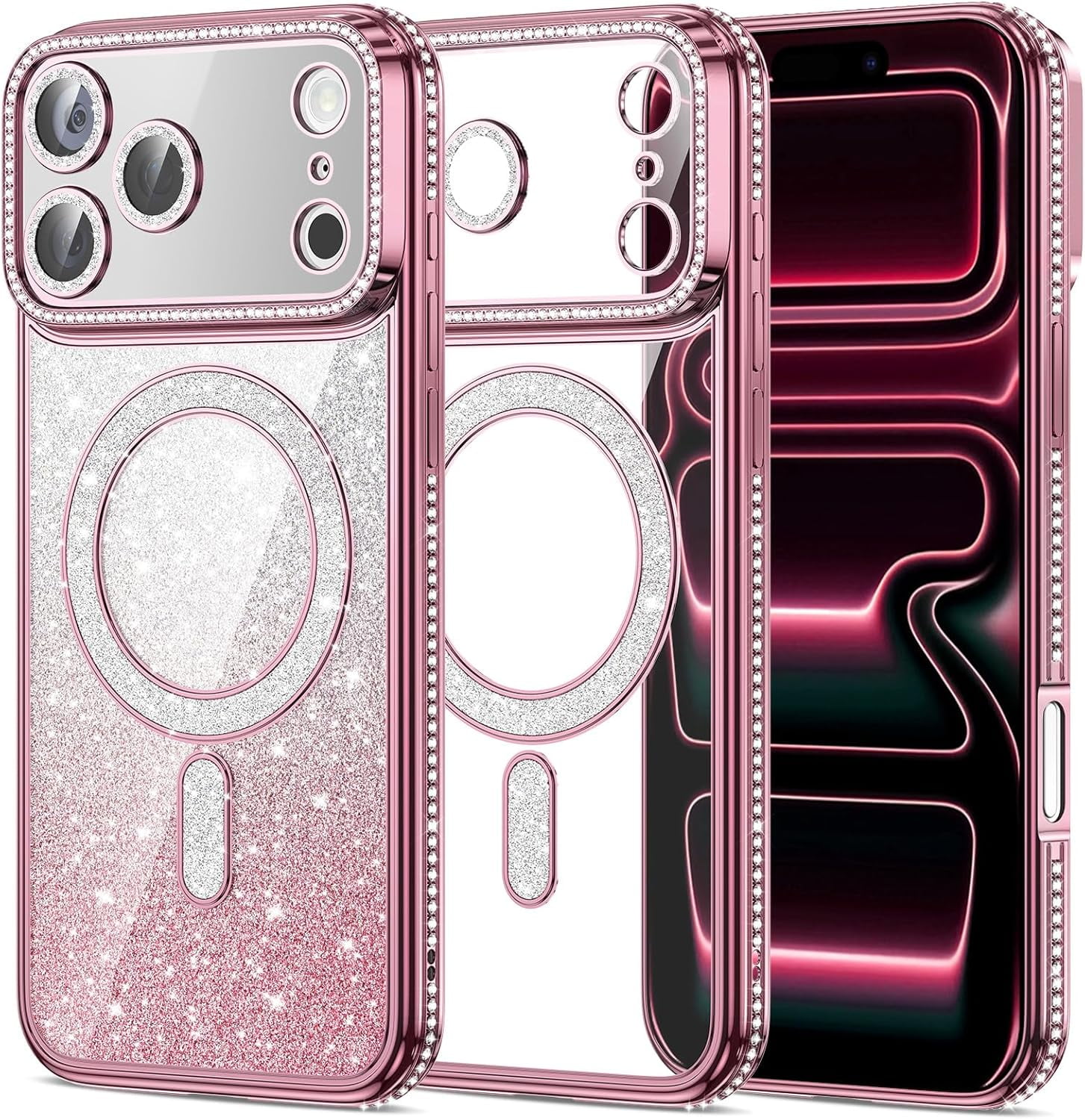 CFHADD-for iPhone 17 Pro 6.3 inch Case Magnetic Glitter Phone Cases ...