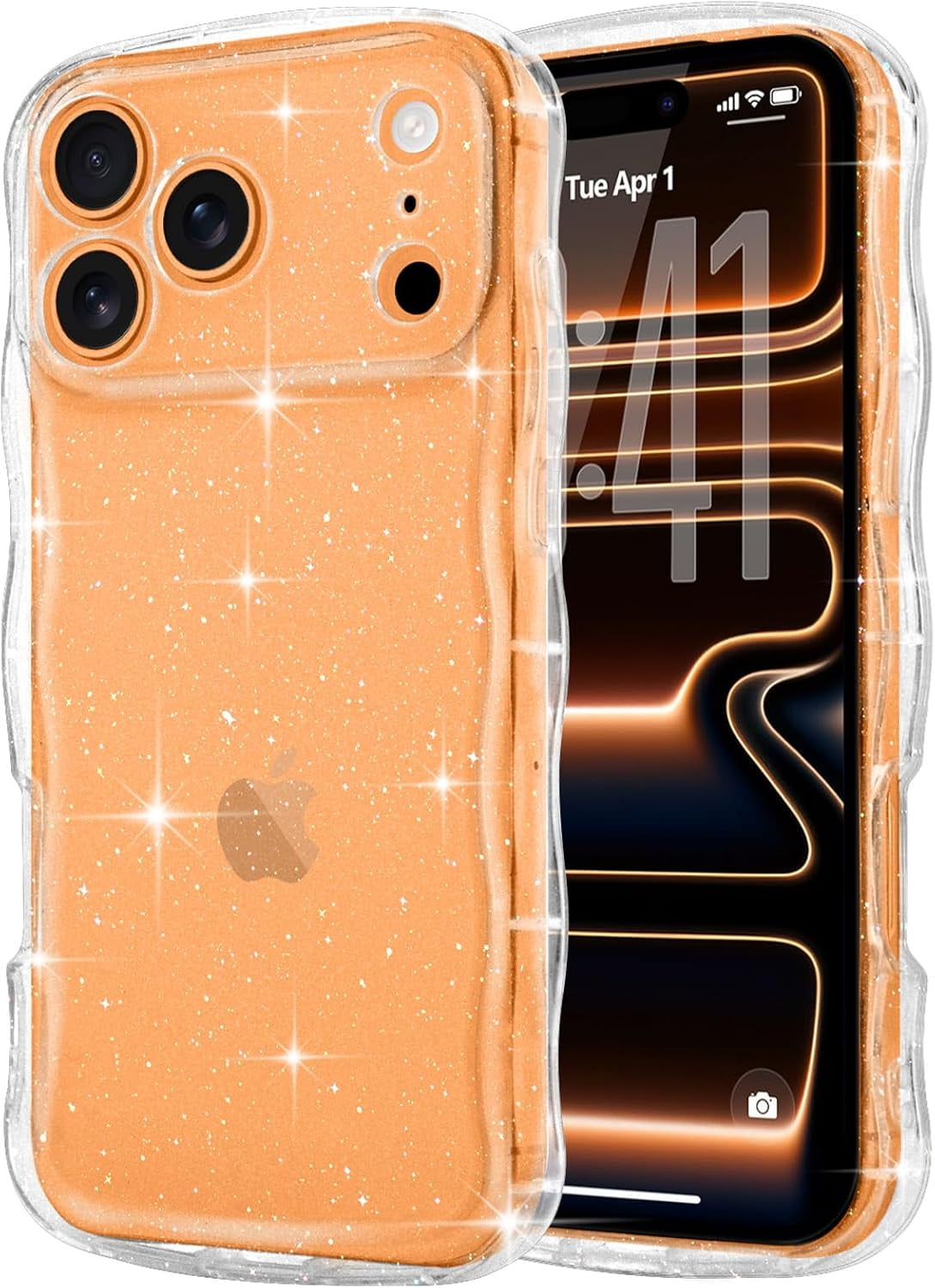 CFHADD-for iPhone 17 Pro Case Clear, Cute Sparkly Bling Glitter Curly ...