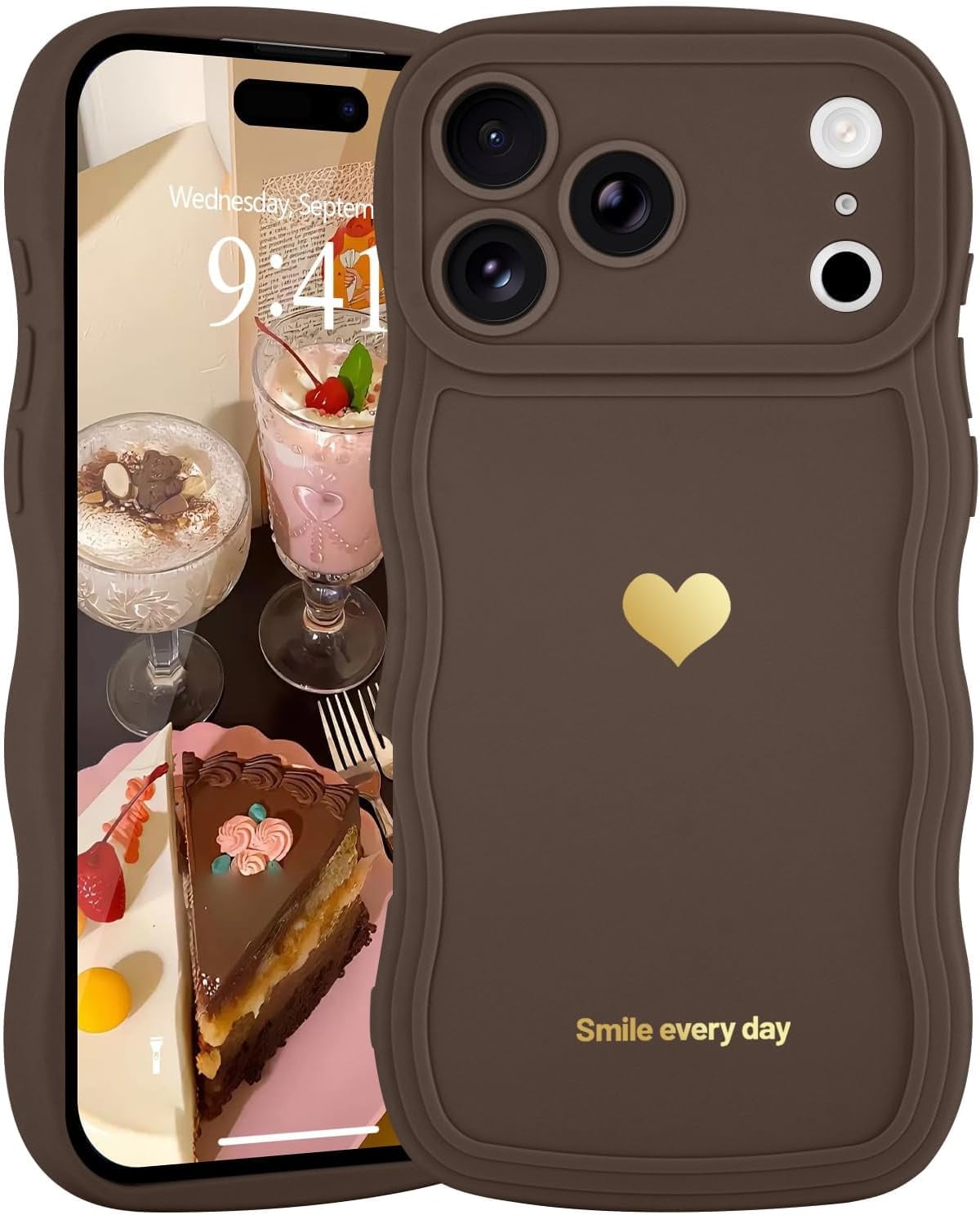 CFHADD-for iPhone 17 Pro Case Cute Heart Simple Wave Frame Case ...