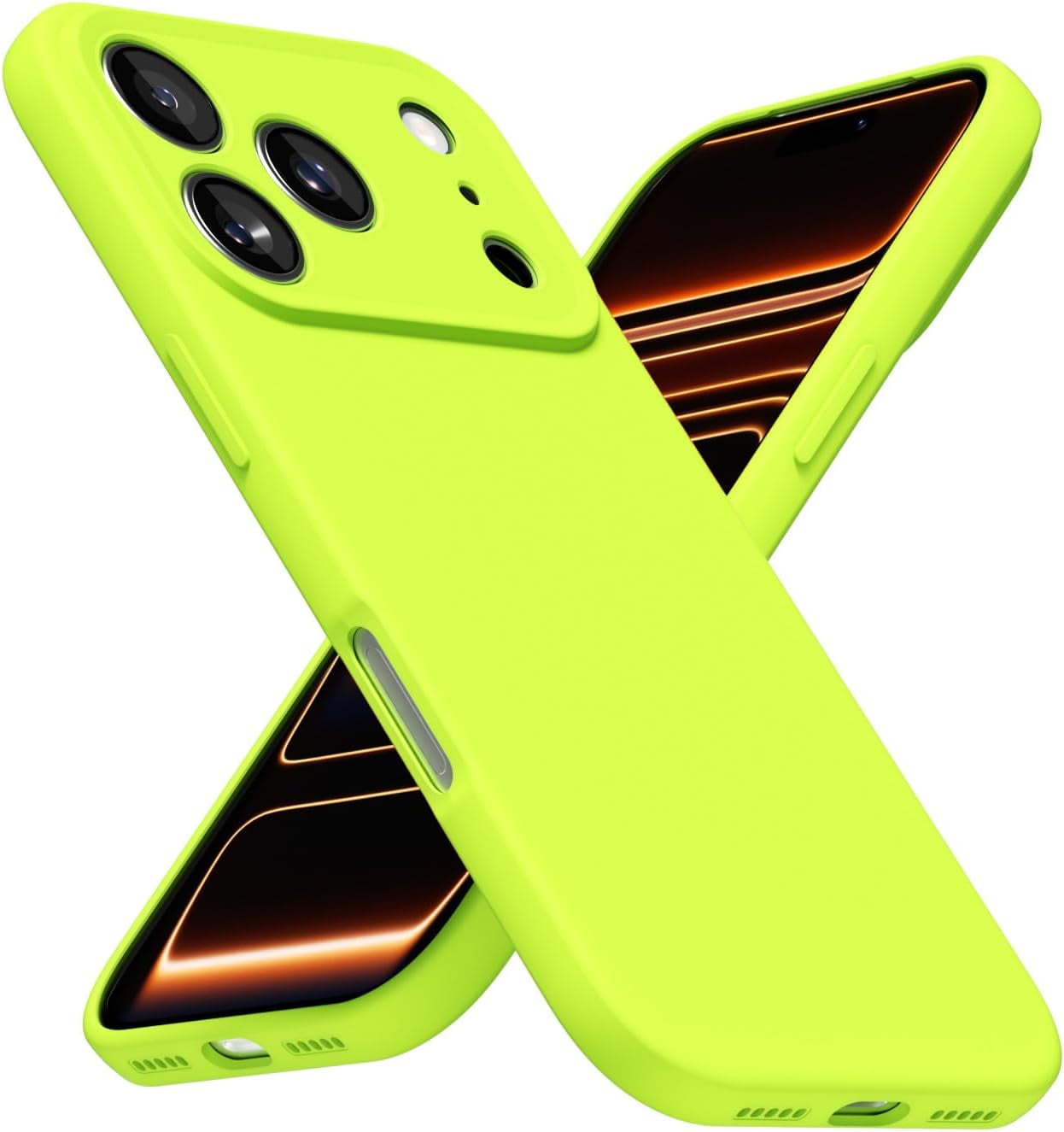 CFHADD-for iPhone 17 Pro Phone Case Silicone, Fluorescent Neon Lime ...