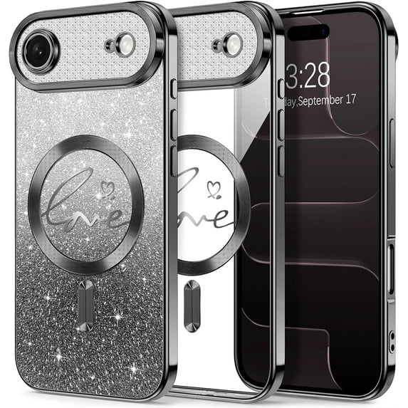 CFHADD-for iPhone Air Case Glitter, Compatible with MagSafe Love Heart ...
