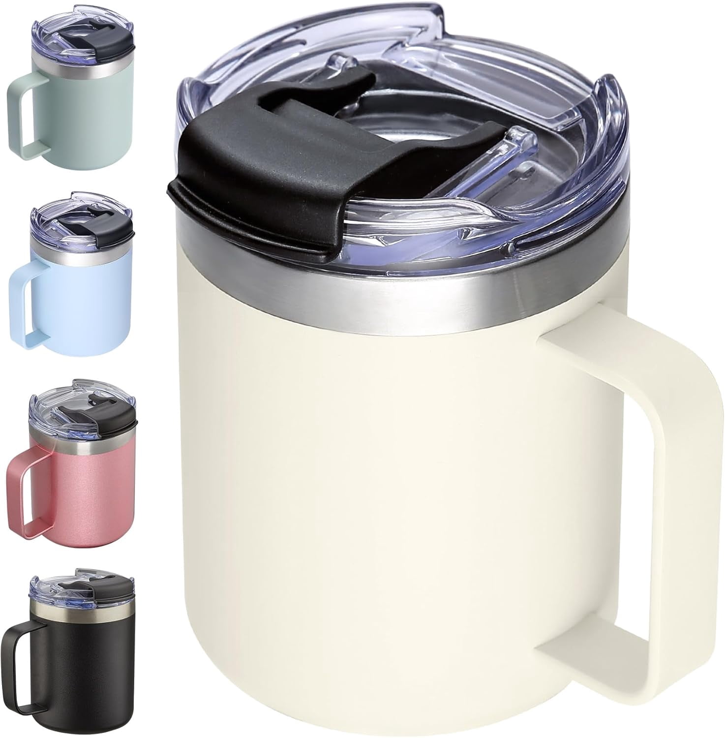 CFIOZYOS 12oz Insulated Coffee Mug Cup with Handle, Stainless Steel ...