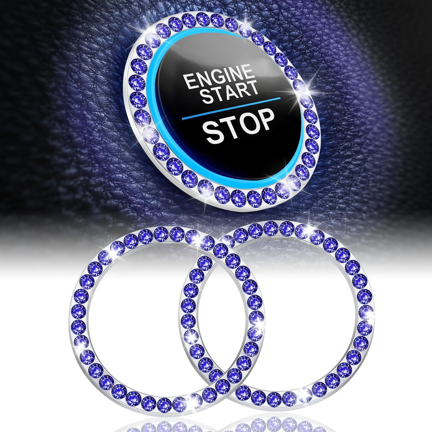 CFIOZYOS 2 PCS Crystal Rhinestone Car Engine Start Stop Decoration Ring ...