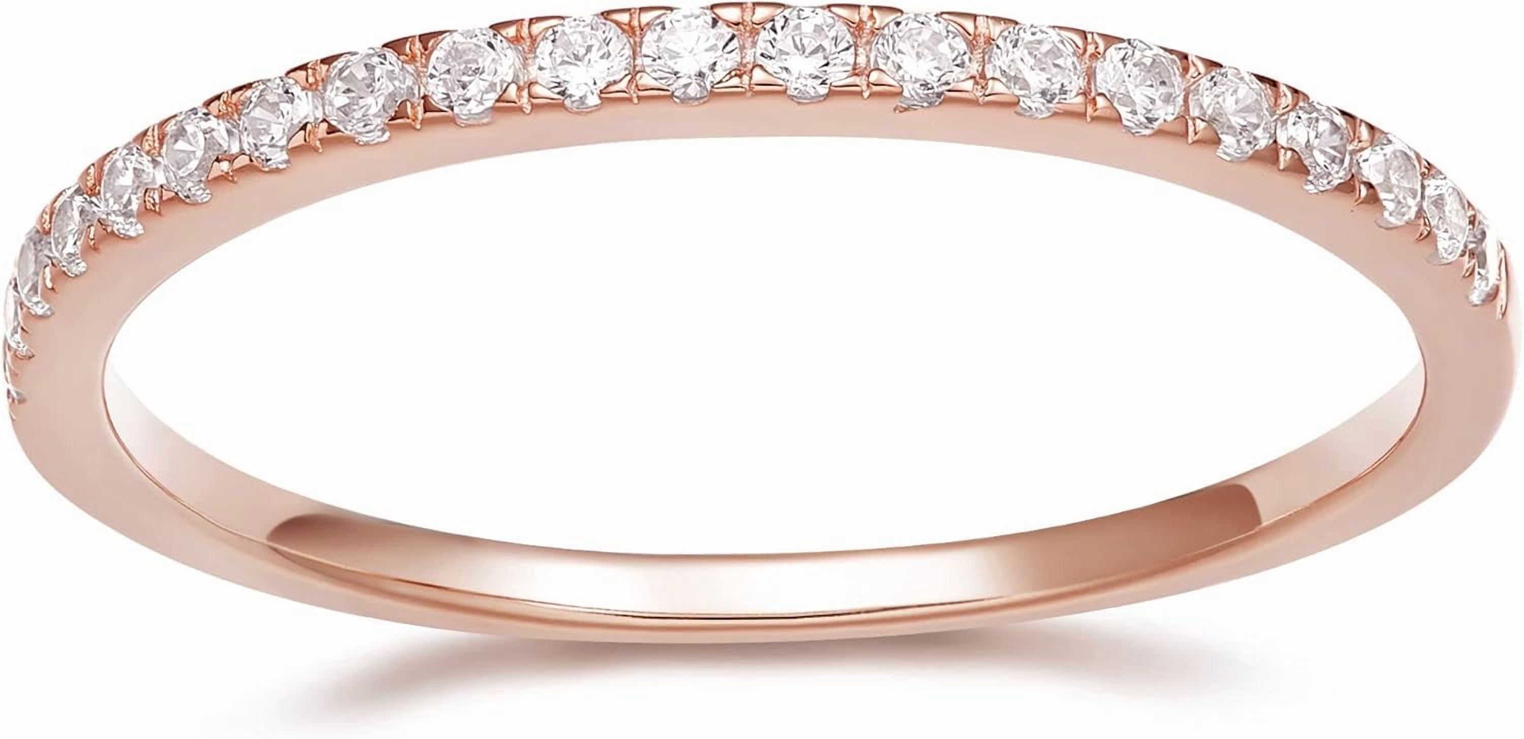 CFIOZYOS 2mm 925 Sterling Silver Wedding Band Cubic Zirconia Half Eternity Stackable Engagement ...