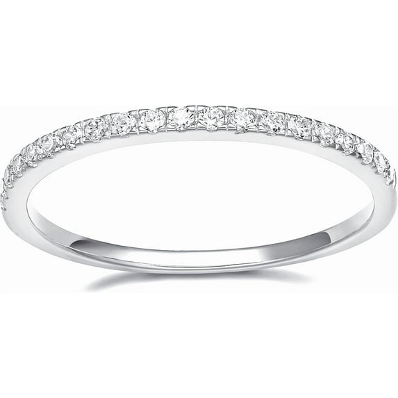 CFIOZYOS 2mm 925 Sterling Silver Wedding Band Cubic Zirconia Half Eternity Stackable Engagement ...