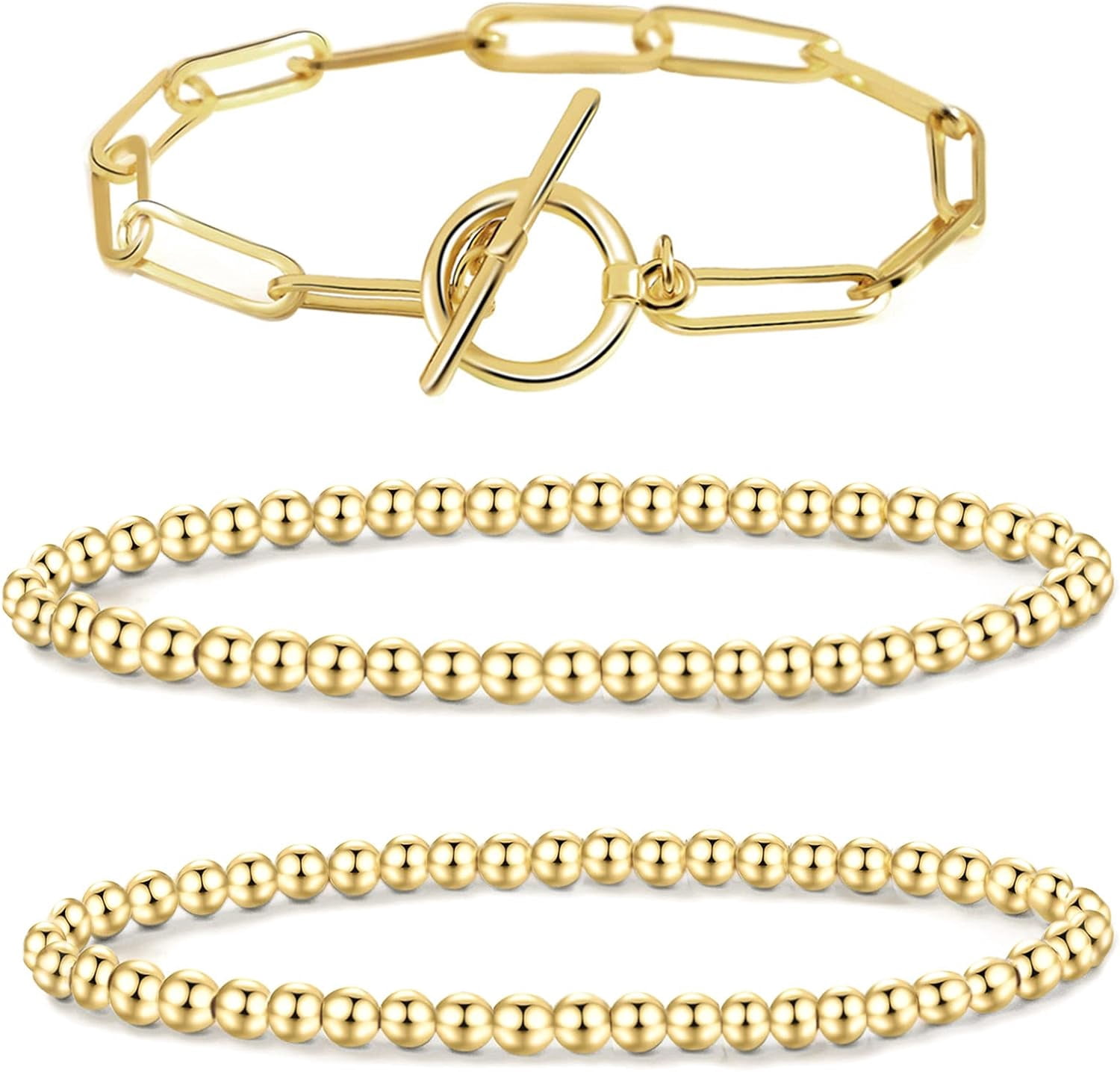 CFIOZYOS 5PCS 14K Gold Plated Bracelets Set for Women Men Adjustable ...