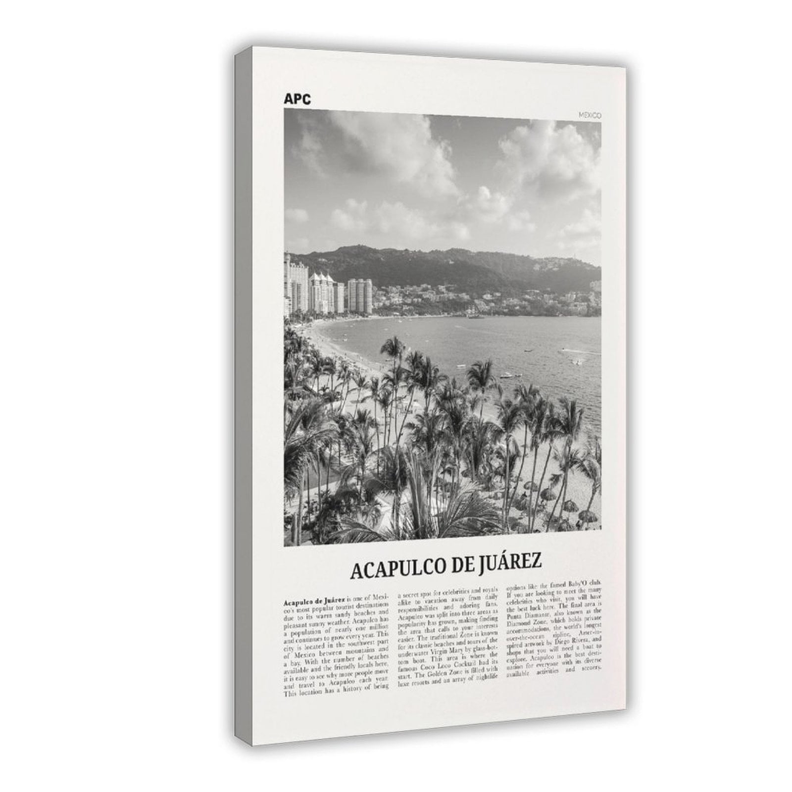 CFIOZYOS Acapulco De Juárez Print Black And White, Acapulco Wall Art ...