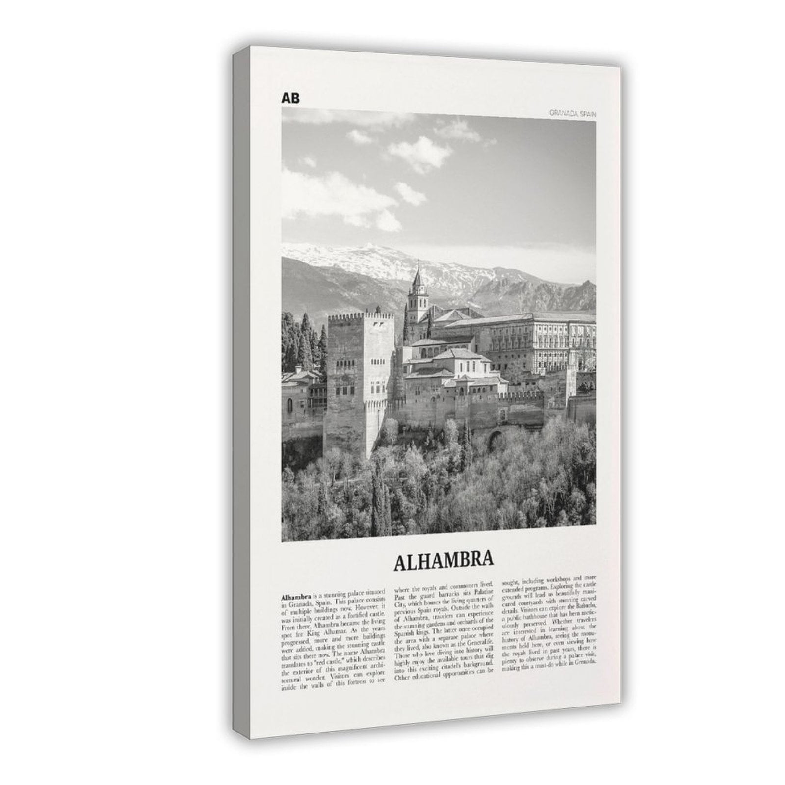 CFIOZYOS Alhambra Print Black And White, Alhambra Wall Art, Alhambra ...