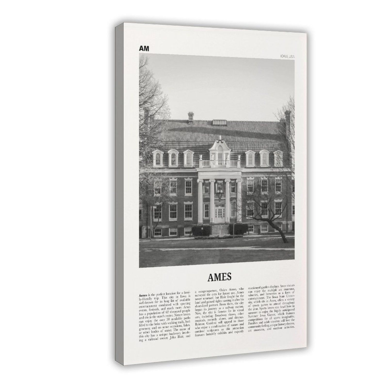 CFIOZYOS Ames Print Black And White, Ames Wall Art, Ames Poster, Ames ...