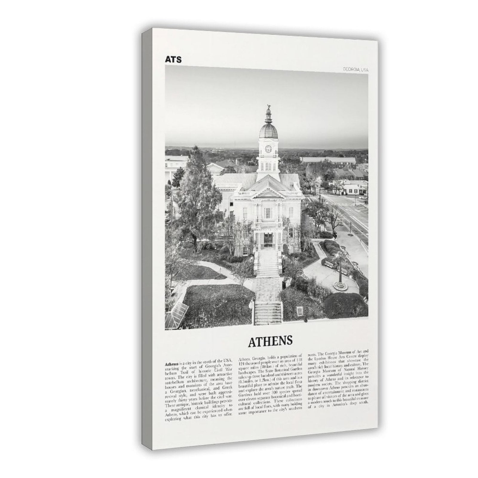 CFIOZYOS Athens Print Black And White Georgia, Athens Wall Art, Athens ...