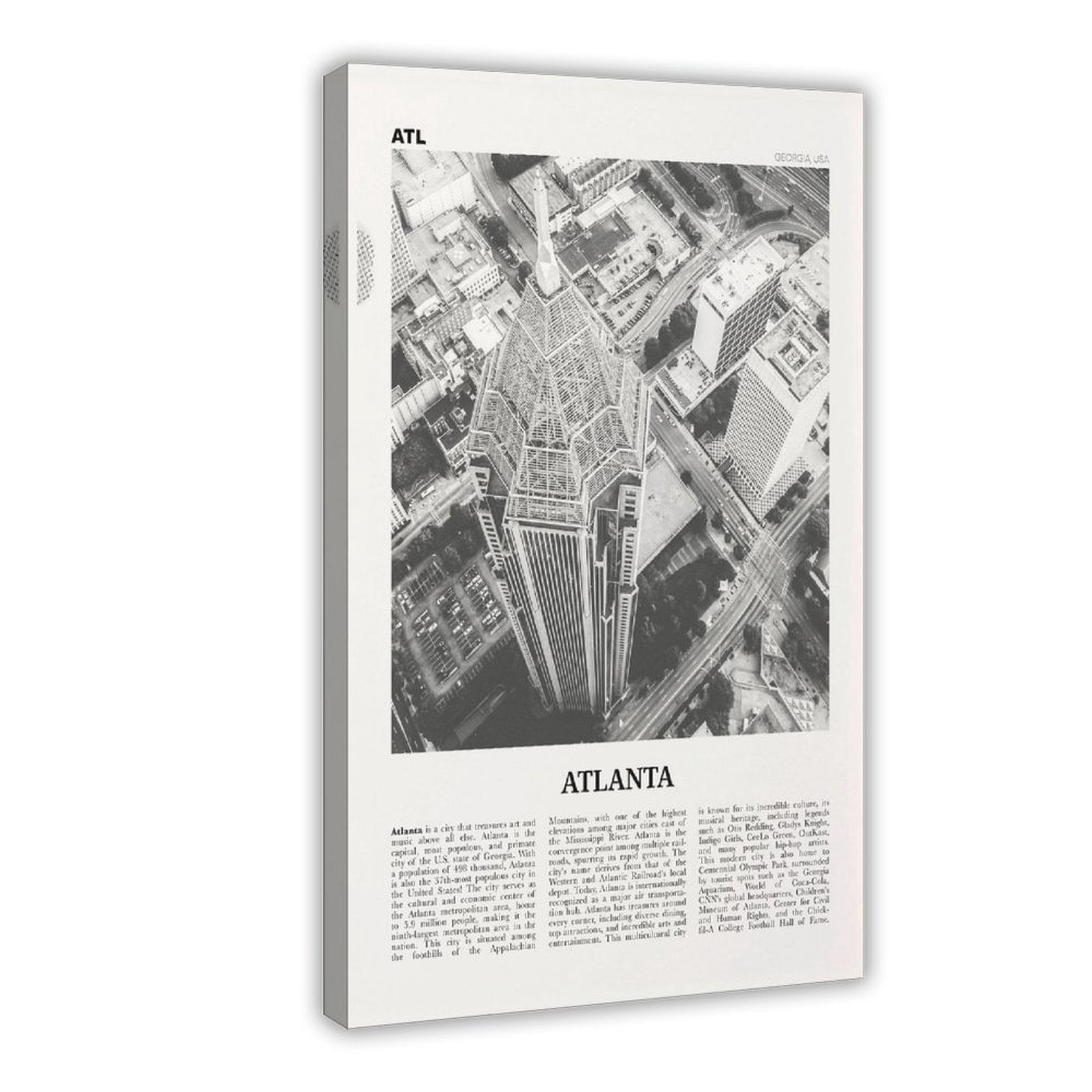 CFIOZYOS Atlanta Print Black And White Building, Atlanta Wall Art ...