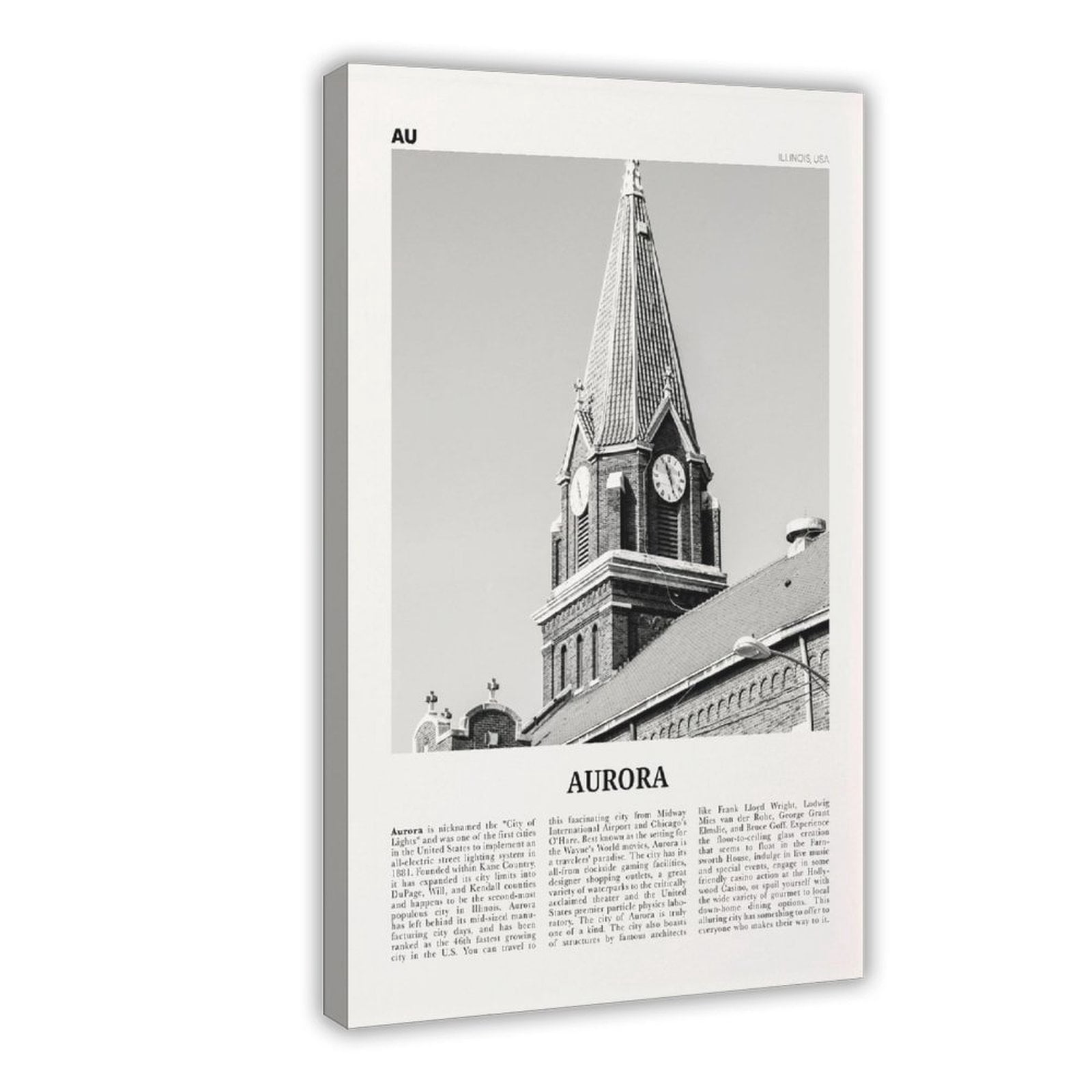 CFIOZYOS Aurora Print Black And White Illinois, Aurora Wall Art, Aurora ...