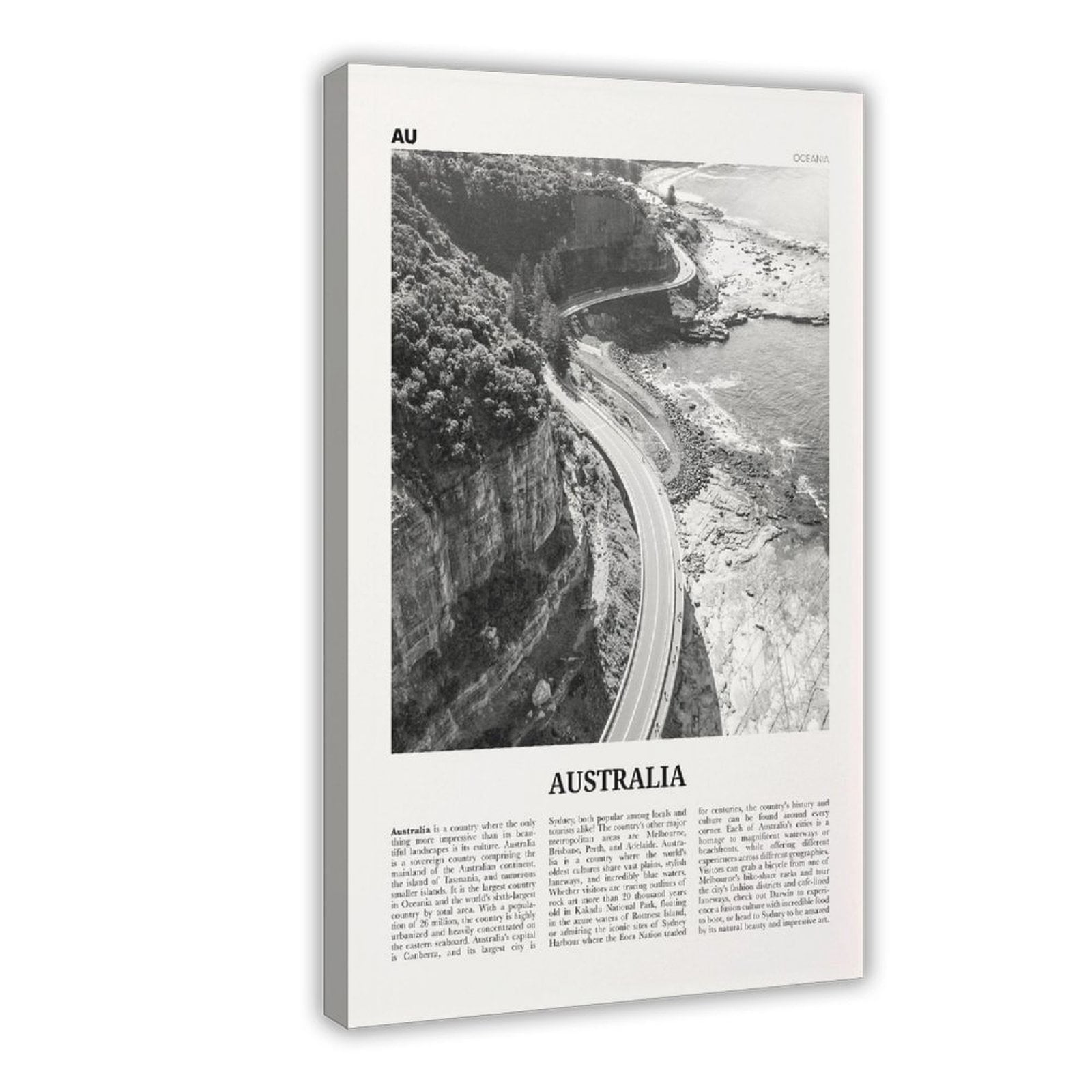 CFIOZYOS Australia Print Black And White Roadtrip, Australia Wall Art ...