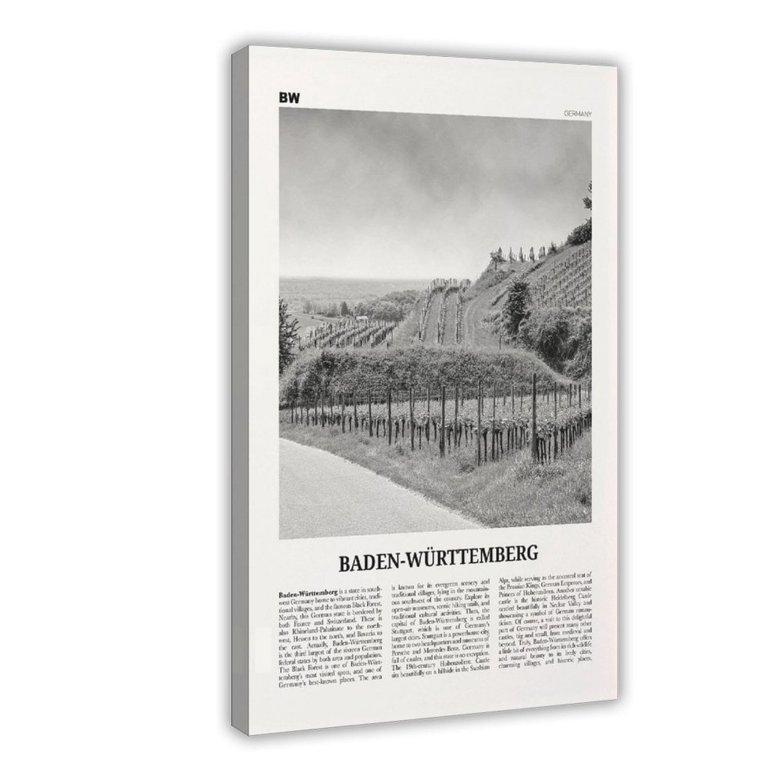 CFIOZYOS Baden-Wurttemberg Print Black And White, Baden-Wurttemberg ...