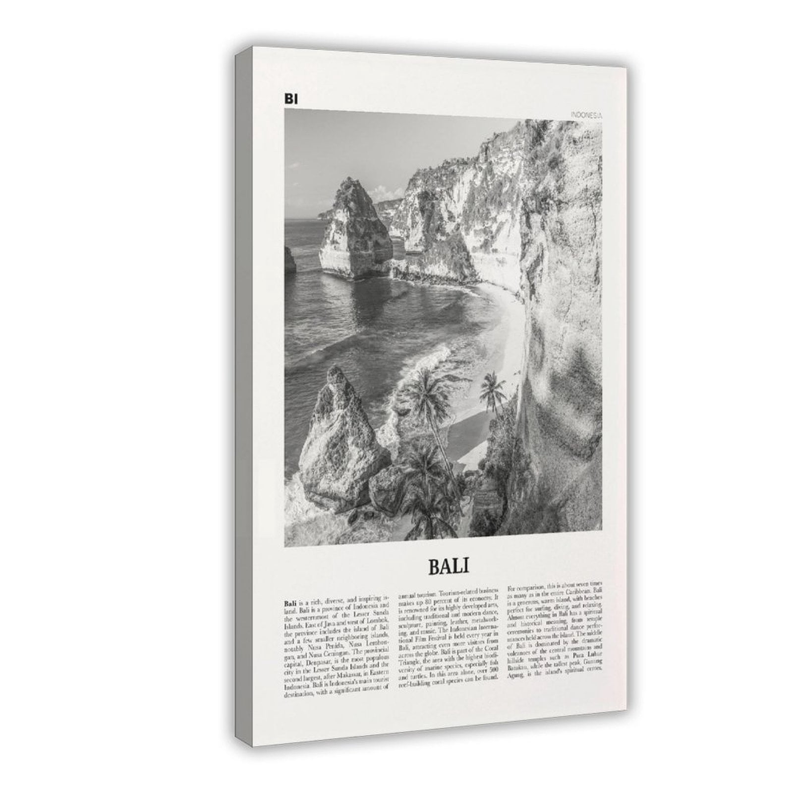 CFIOZYOS Bali Print Black And White Beach, Bali Wall Art, Bali Poster ...