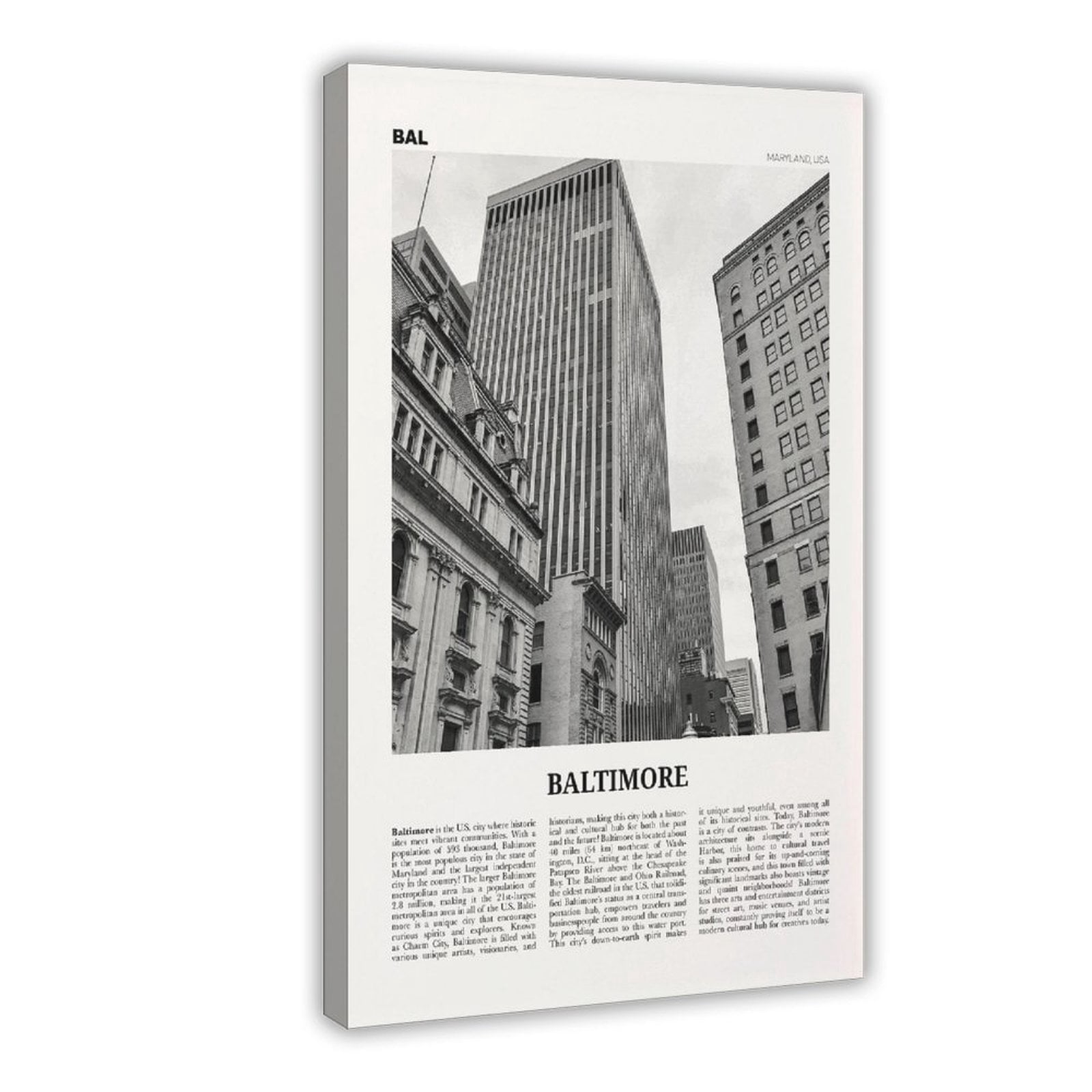 CFIOZYOS Baltimore Print Black And White Buildings, Baltimore Wall Art ...