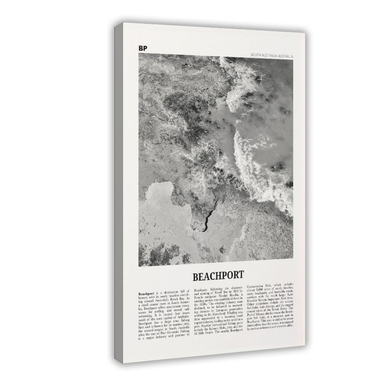 CFIOZYOS Beachport Print Black And White Waves, Beachport Wall Art ...