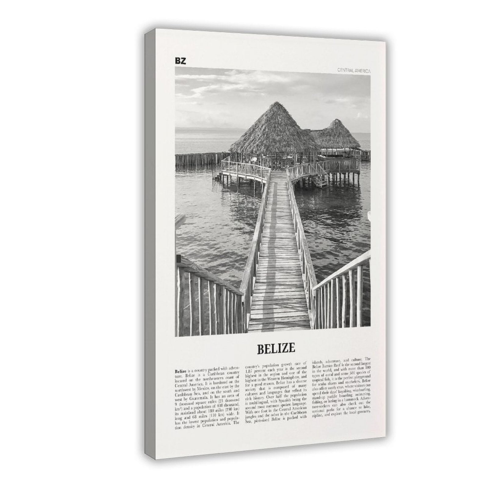 CFIOZYOS Belize Print Black And White, Belize Wall Art, Belize Poster ...