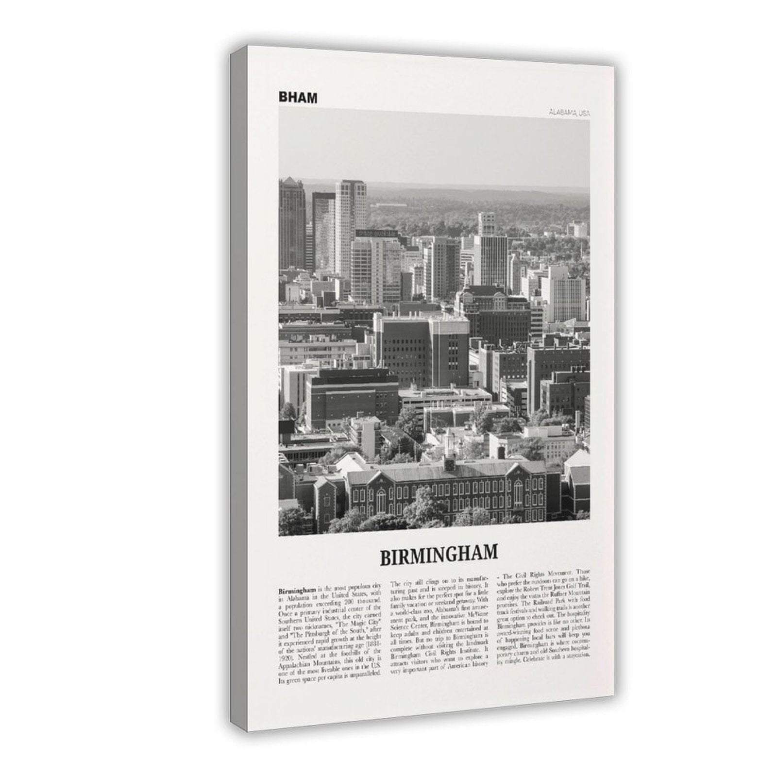 CFIOZYOS Birmingham Print Black And White Alabama, Birmingham Wall Art ...