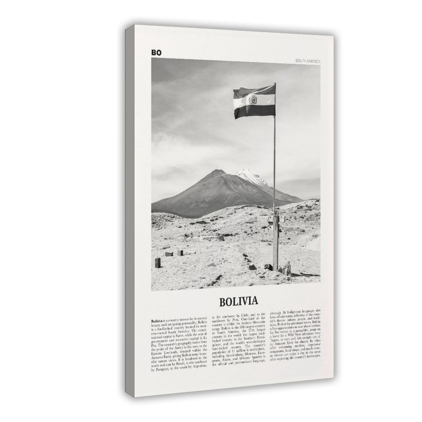 CFIOZYOS Bolivia Print Black And White, Bolivia Wall Art, Bolivia ...