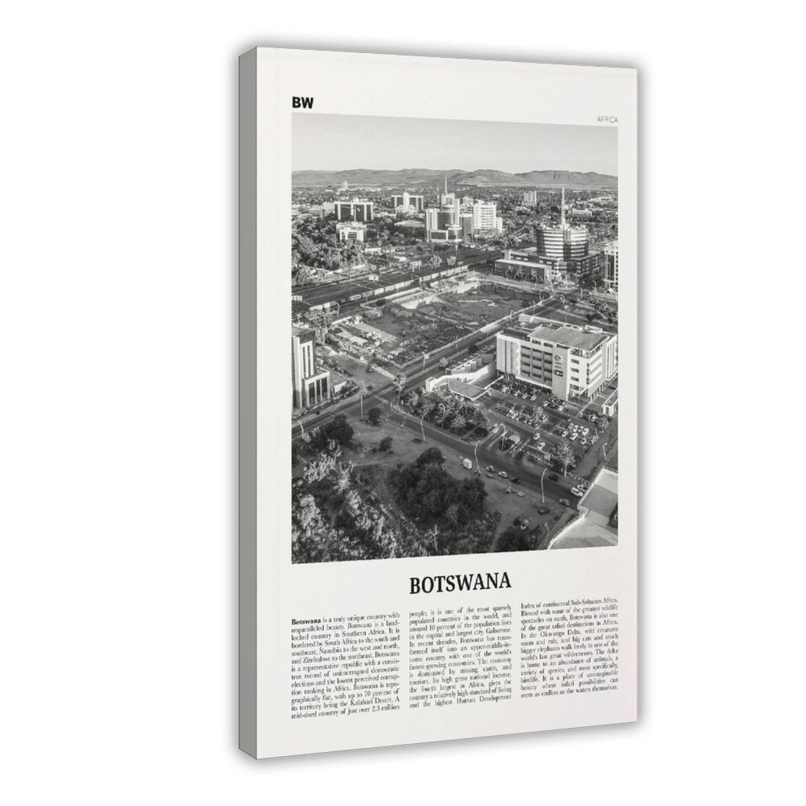 CFIOZYOS Botswana Print Black And White, Botswana Wall Art, Botswana ...