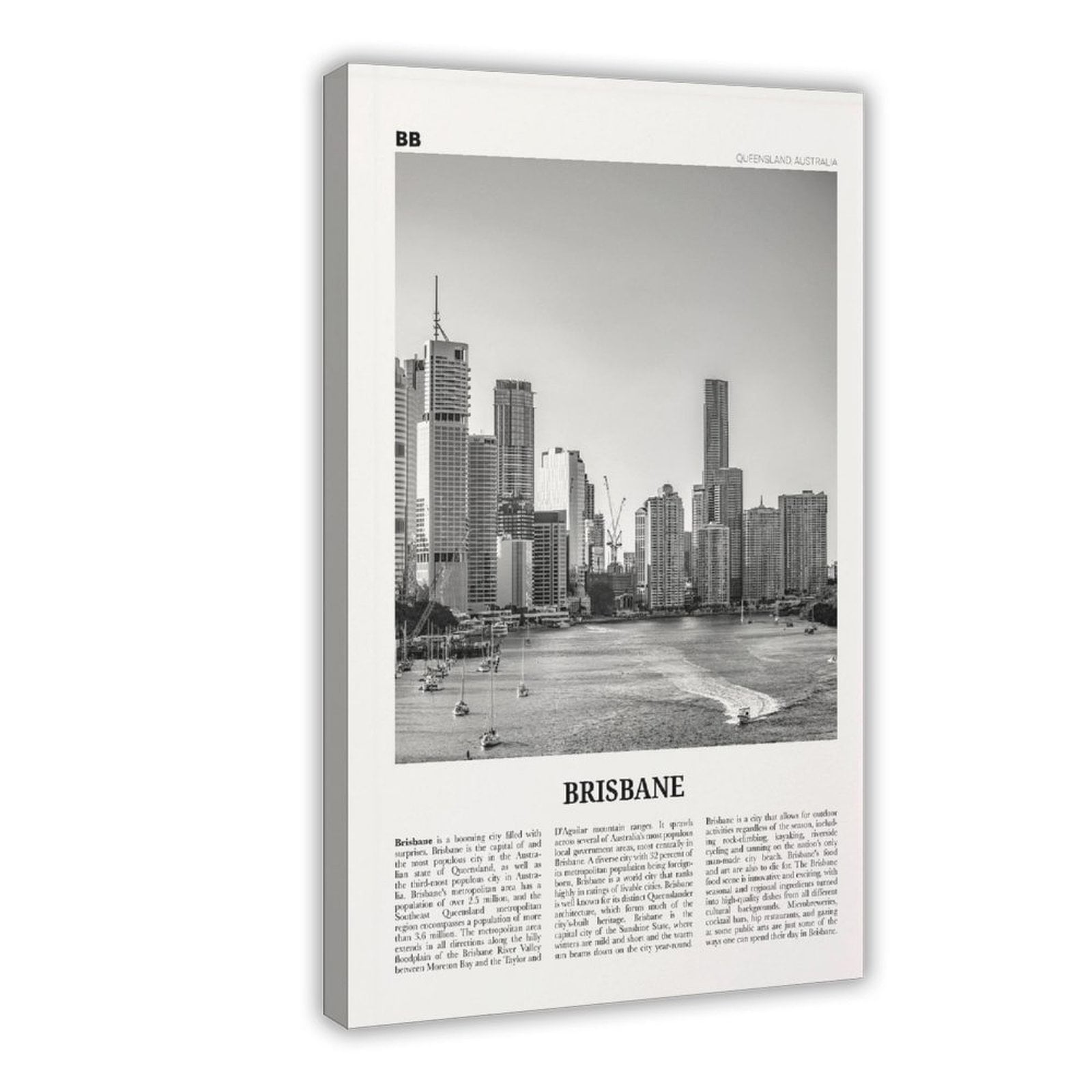CFIOZYOS Brisbane Print Black And White Ocean, Brisbane Wall Art ...