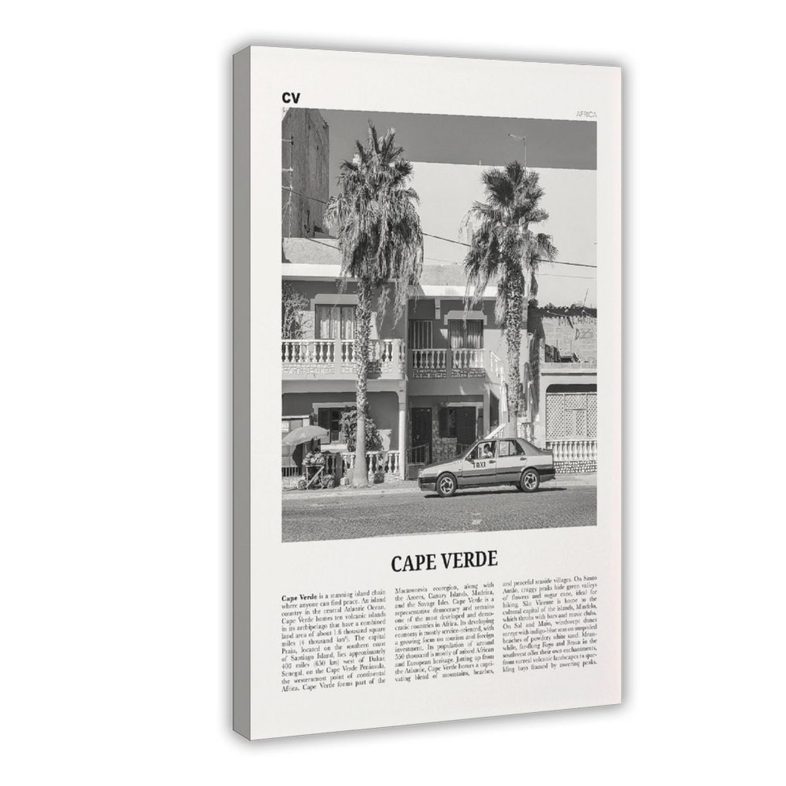 CFIOZYOS Cape Verde Print Black And White Street, Cape Verde Wall Art ...