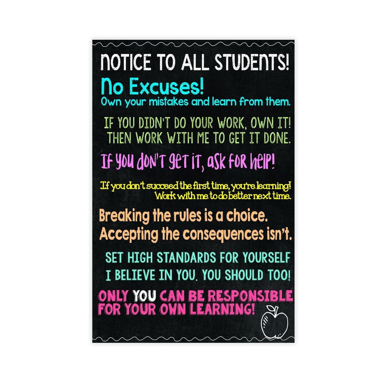 CFIOZYOS Classroom Rules Poster Notice to All Students! Canvas Poster ...