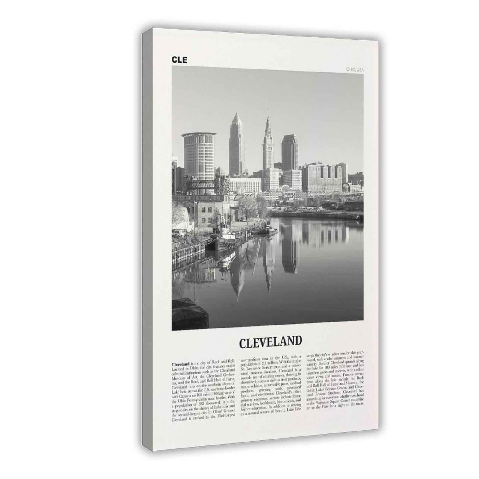 CFIOZYOS Cleveland Print Black And White Skyline, Cleveland Wall Art ...