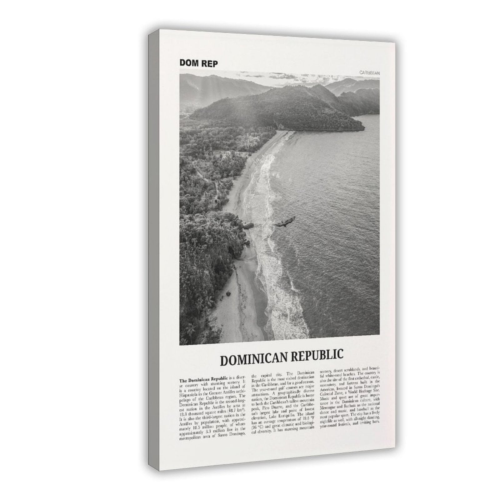 CFIOZYOS Dominican Republic Print Black And White Landscape, Dominican ...