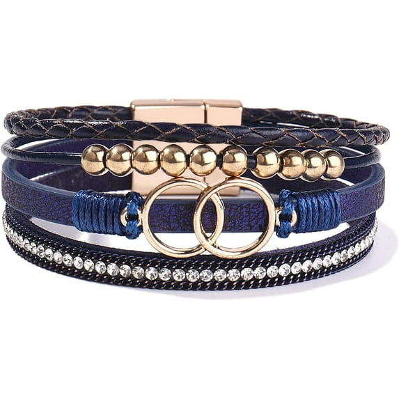 CFIOZYOS FANCY SHINY Boho Wrap Bracelets Leather Cuff Bangle Gold ...