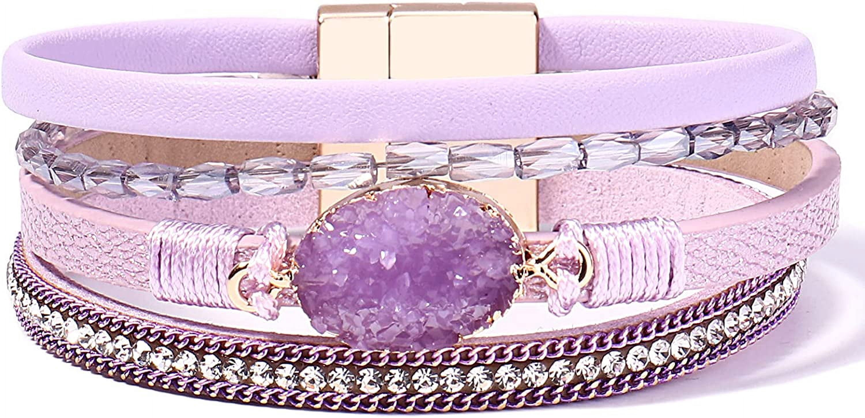 CFIOZYOS FANCY SHINY Leather Wrap Bracelet Boho Cuff Bangle Bracelets ...
