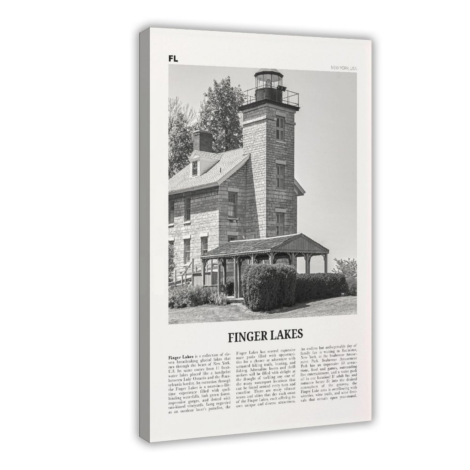 CFIOZYOS Finger Lakes Print Black And White, Finger Lakes Wall Art ...