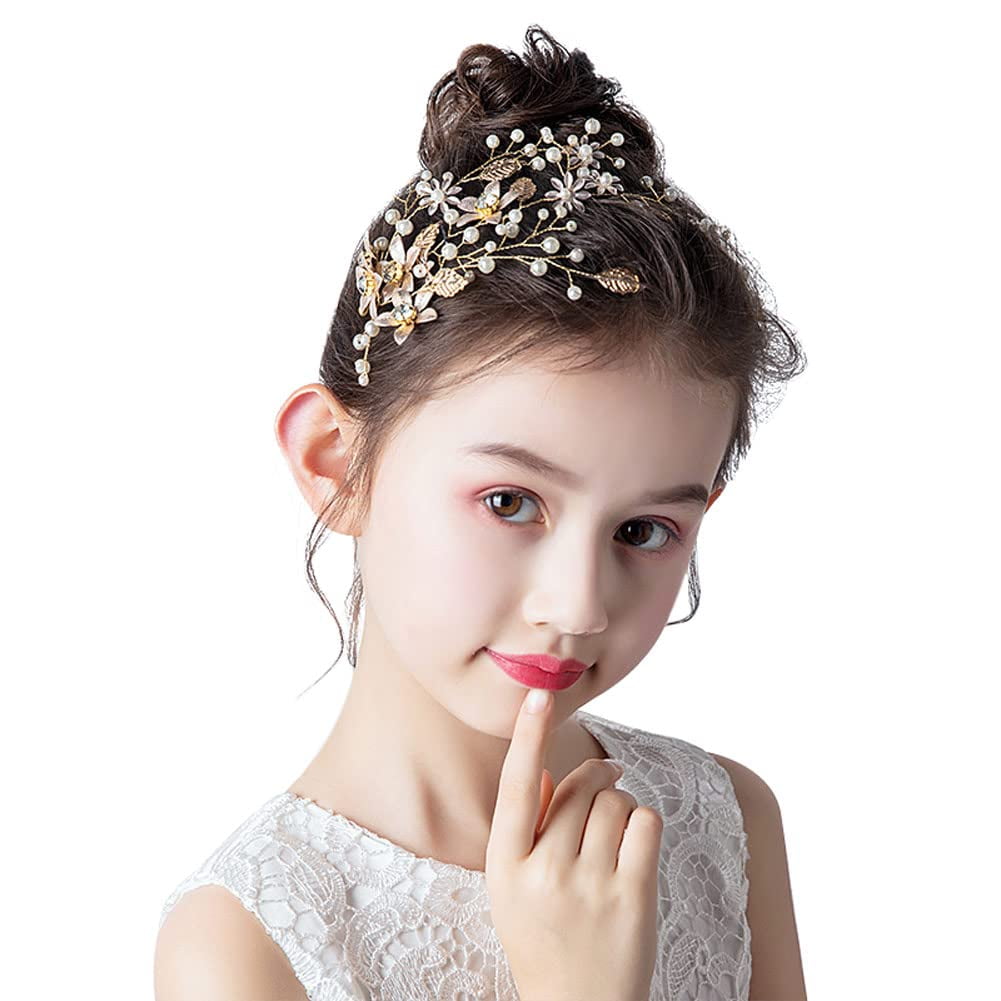 CFIOZYOS Flower Girl Hair Pins Bride Pearl Hair Piece Crystals Hair ...