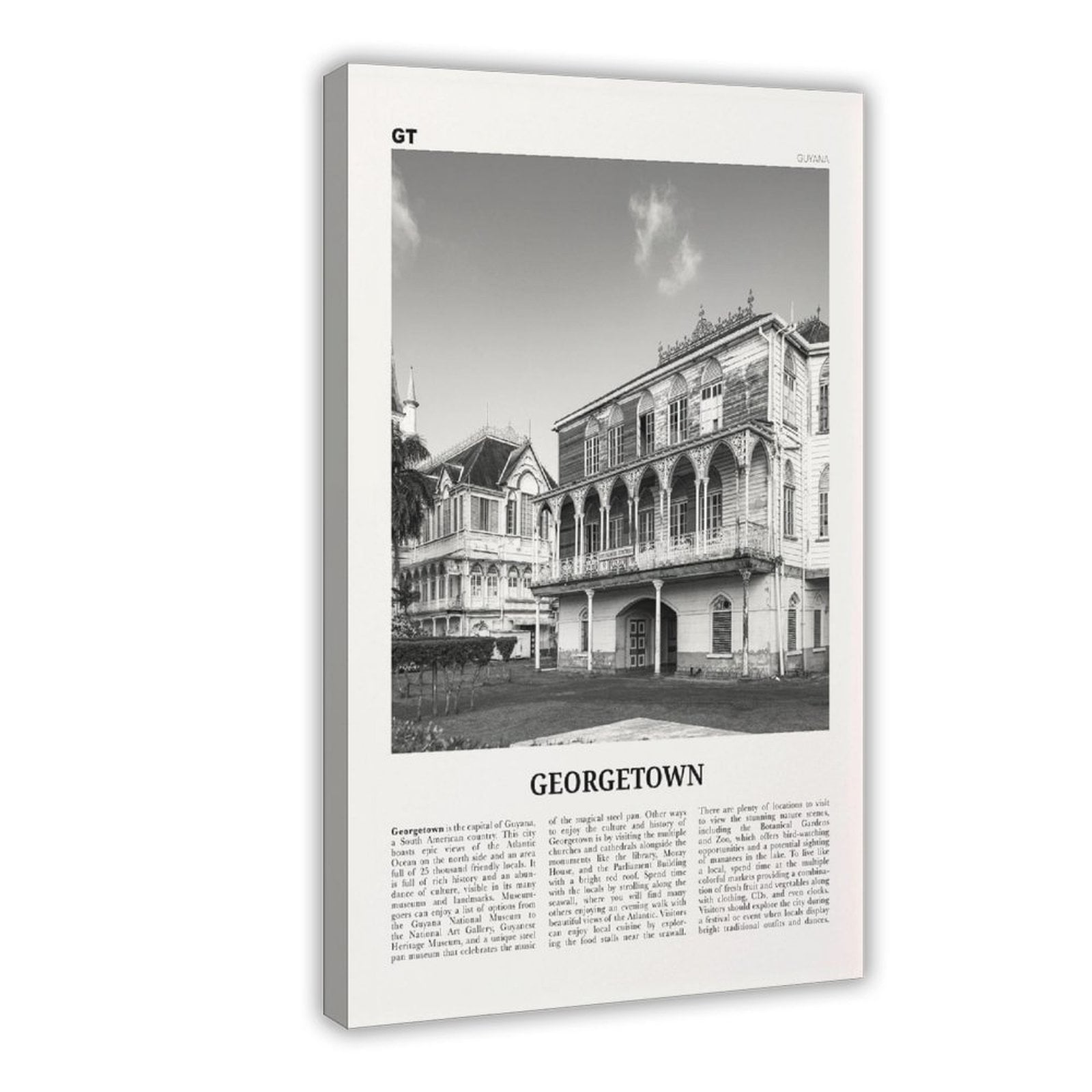 CFIOZYOS Georgetown Print Black And White Guyana, Georgetown Wall Art ...