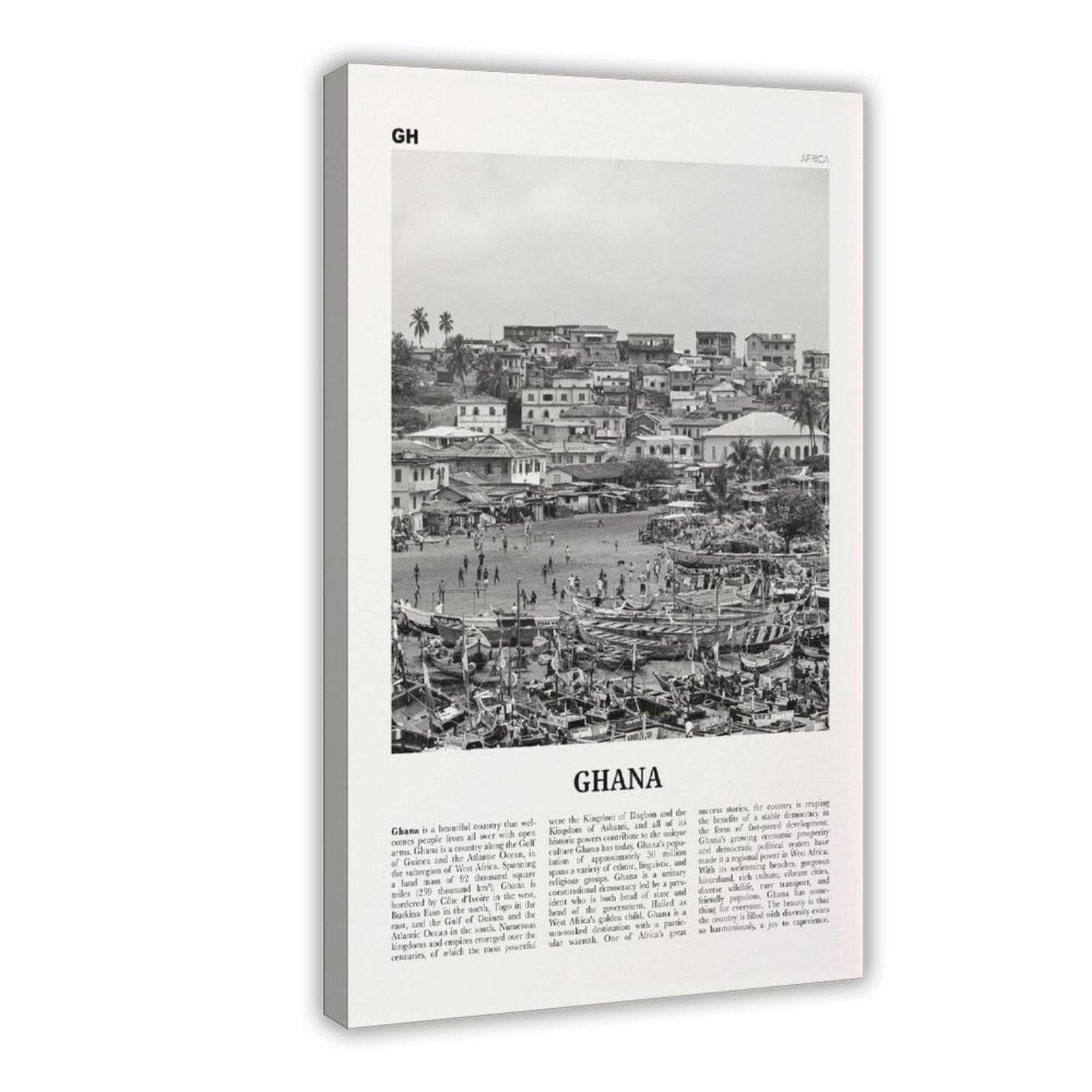 CFIOZYOS Ghana Print Black And White Town, Ghana Wall Art, Ghana Poster ...