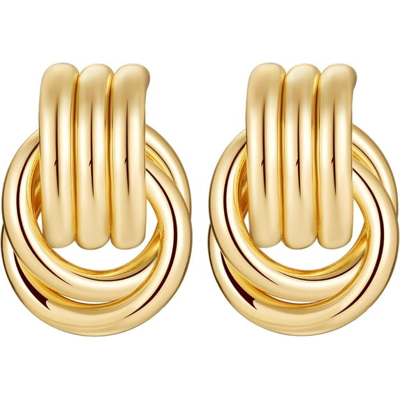 CFIOZYOS Gold-Plated Chunky Gold Earrings for Women Knot Link Circle ...