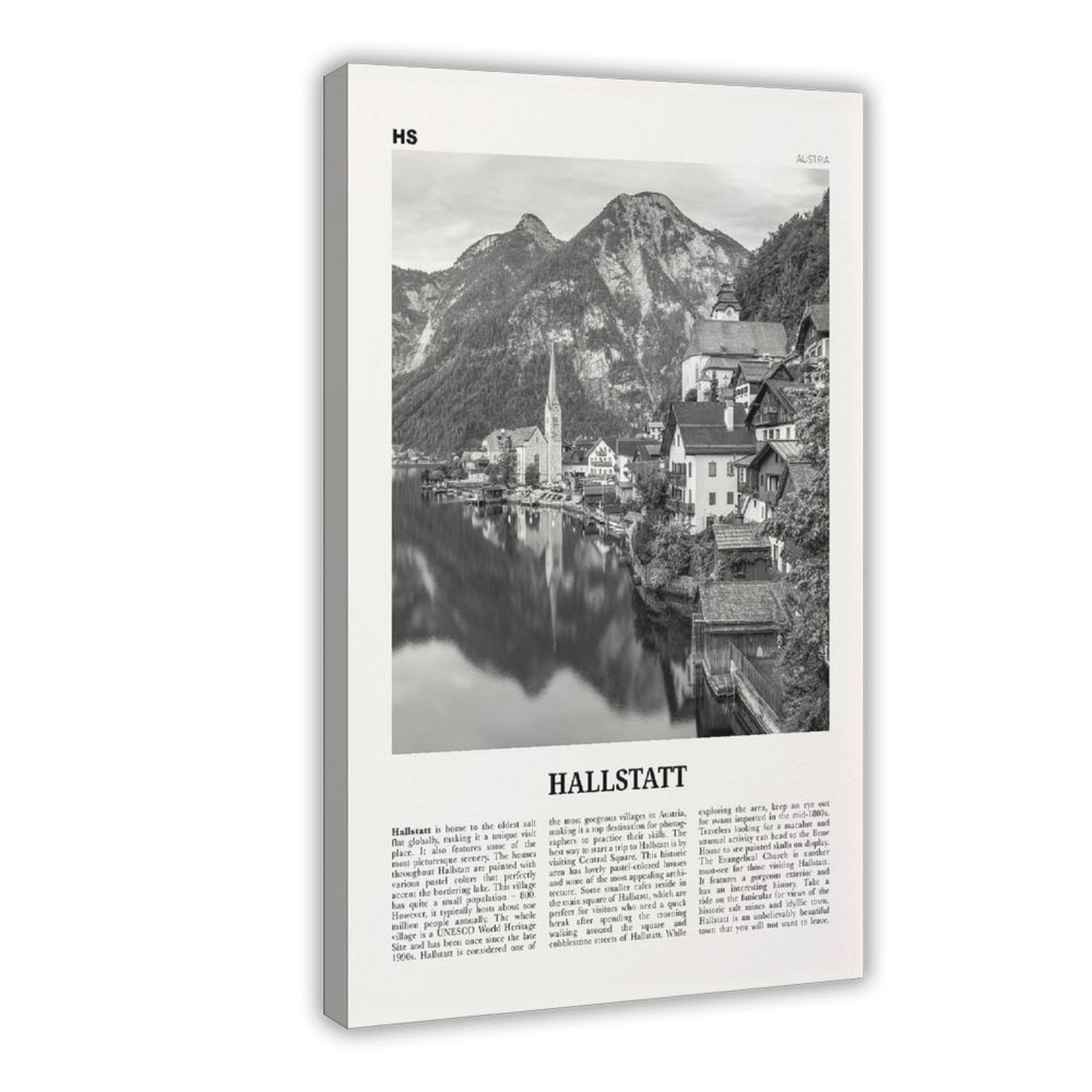 CFIOZYOS Hallstatt Print Black And White, Hallstatt Wall Art, Hallstatt ...